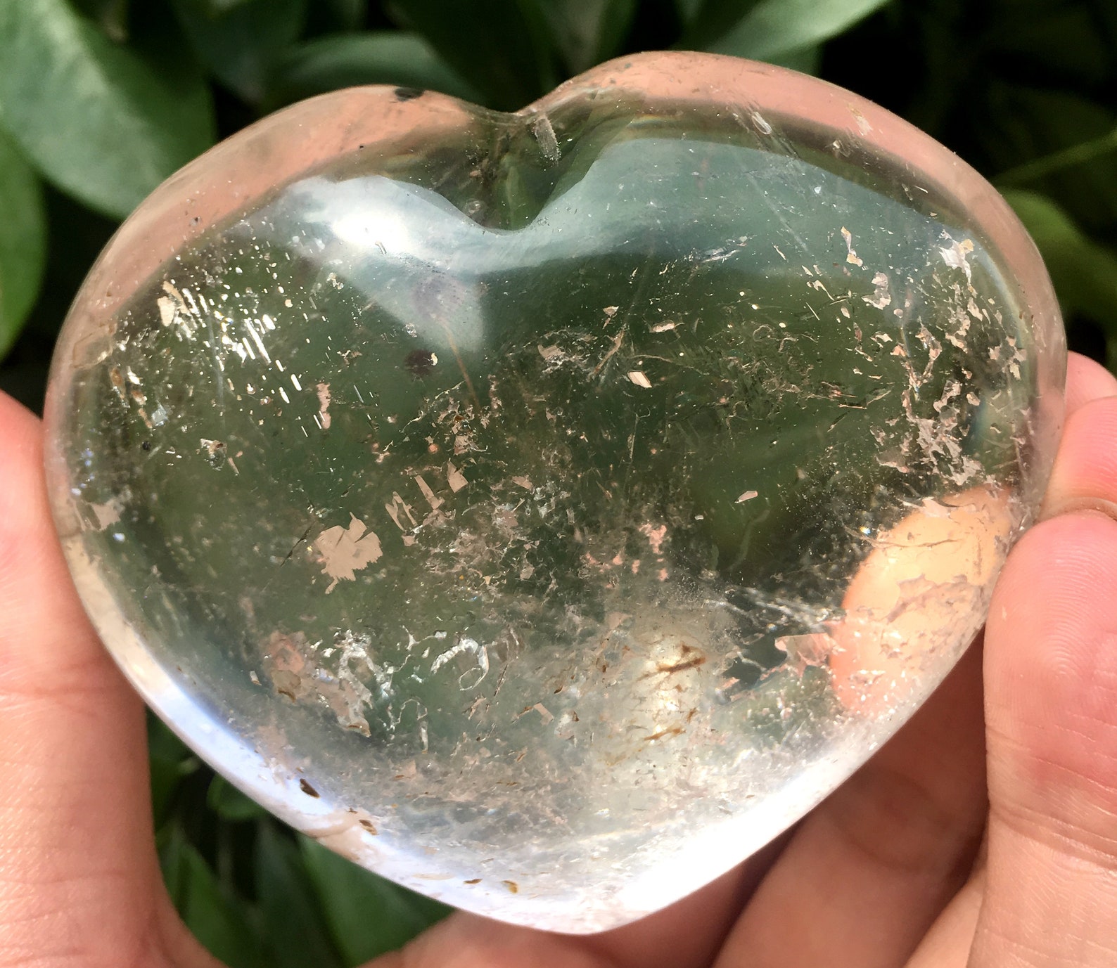 Hand carved Crystal Quartz heart/white raw crystal/crystal | Etsy