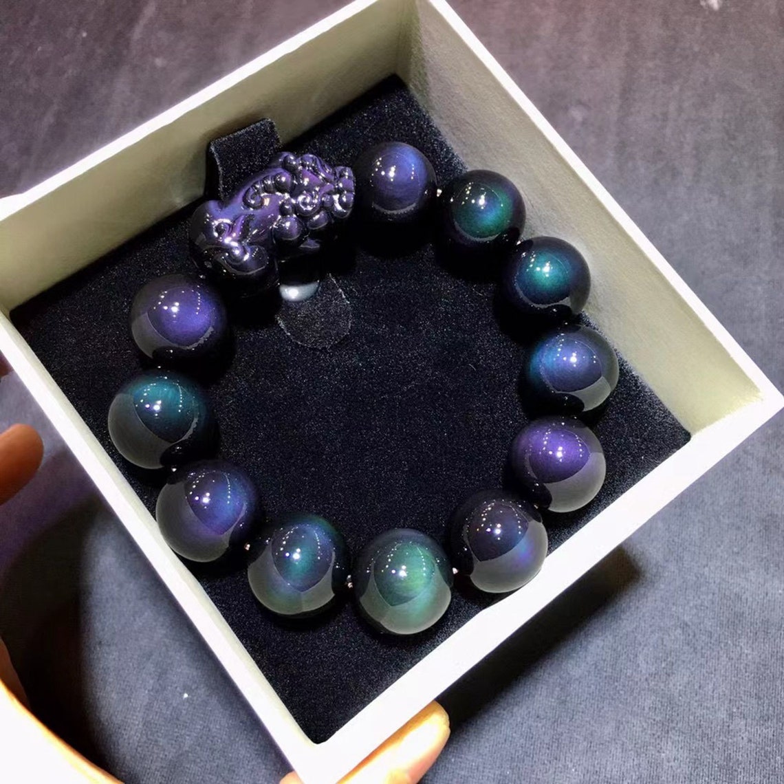 Natural Rainbow Purple Flash Obsidian Beads/obsidian Bracelet/grounding ...