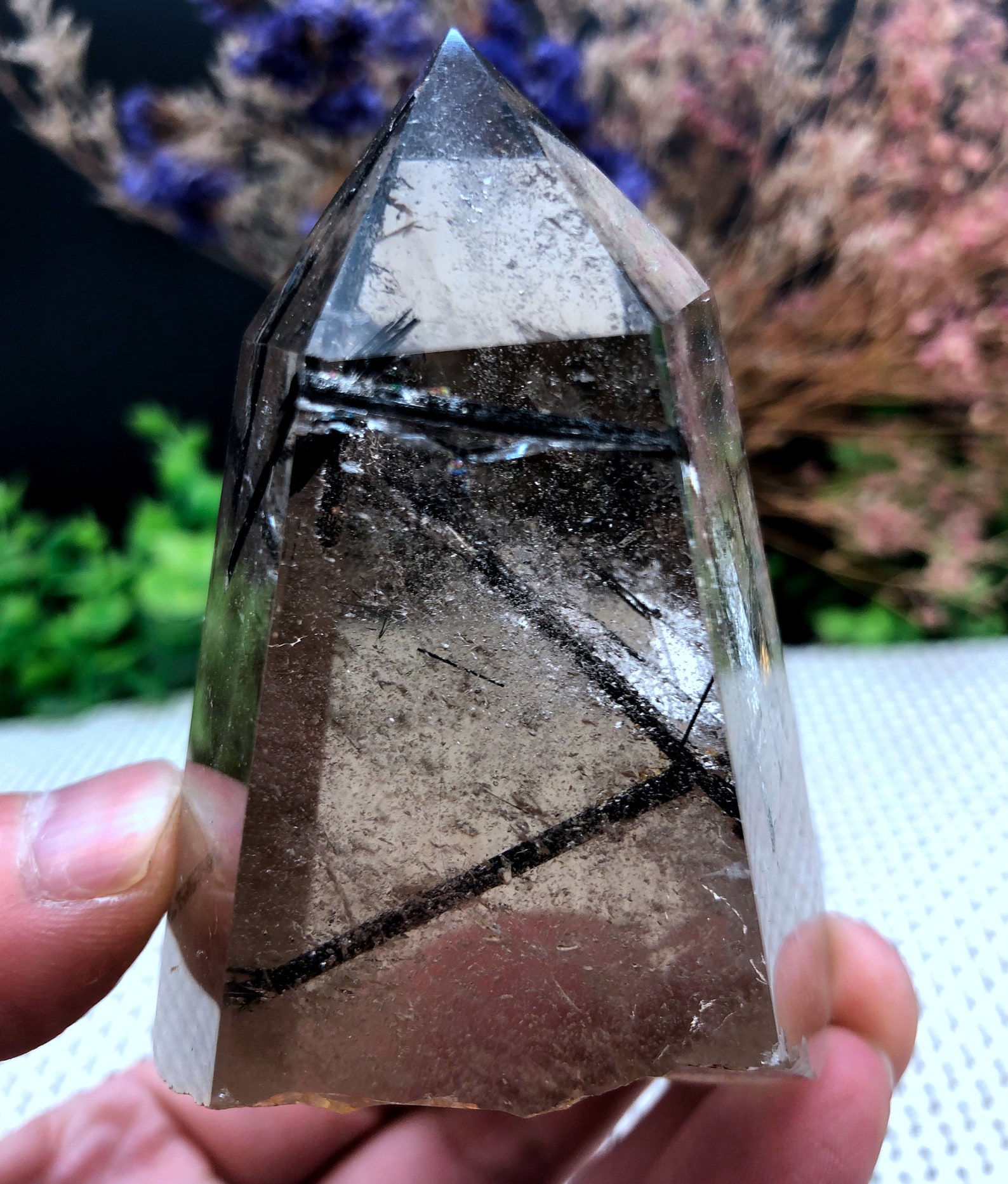 Rare Large Clear Black Rutilated Inclusions Quartz Point/crystal Tower ...