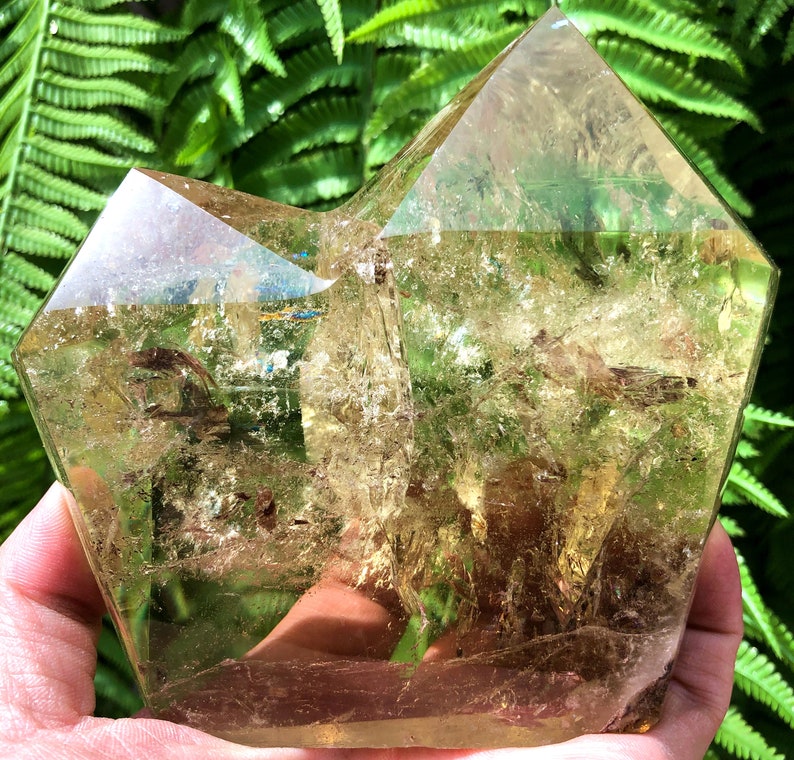 Natural Large Transparent Headed Yellow Citrine Crystal Quartz Point ...