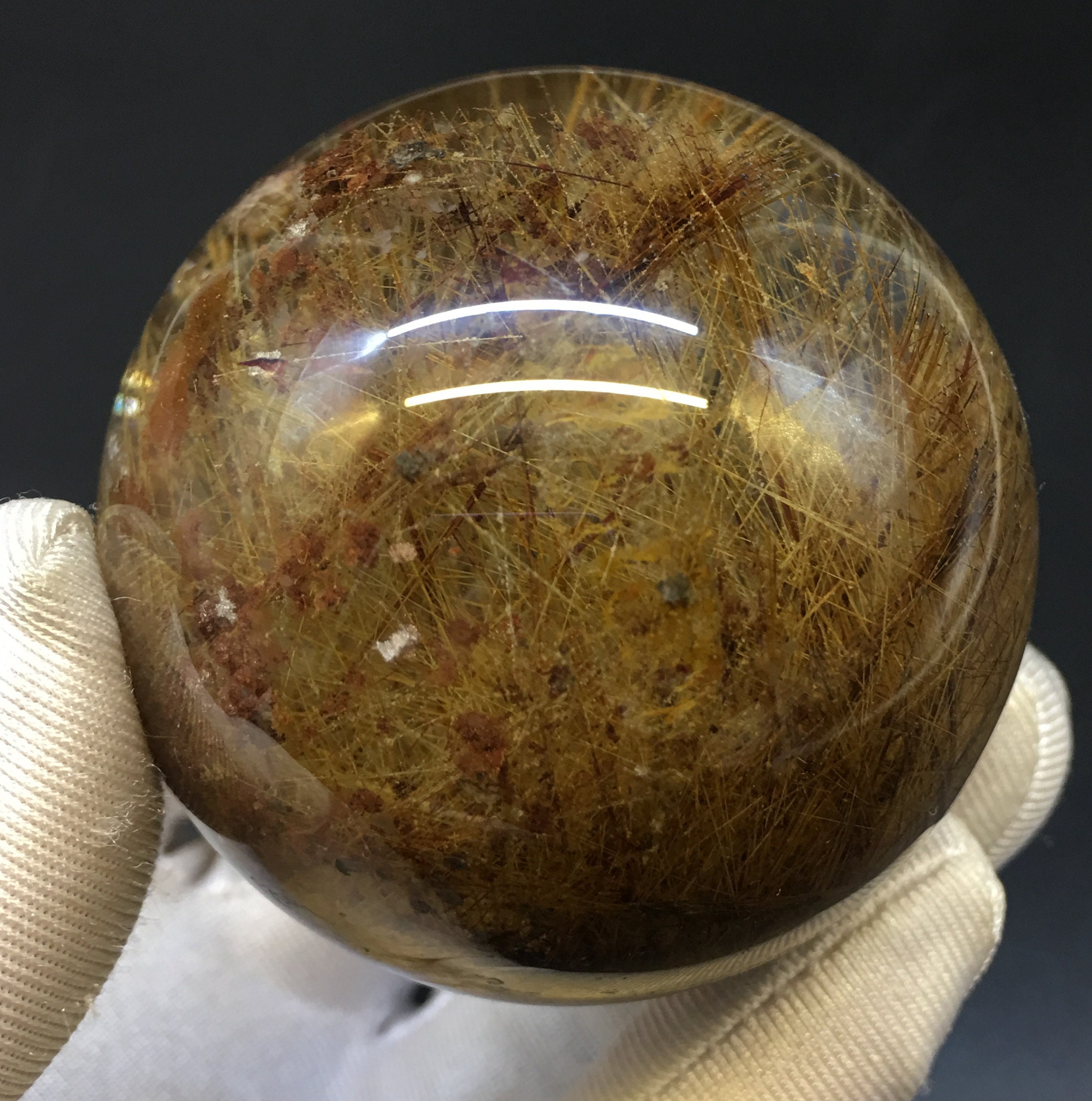 TOP Rare Golden Rutilated Quartz Crystal Sphere/golden Threads - Etsy