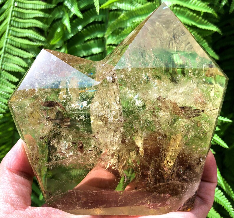 Natural Large Transparent Headed Yellow Citrine Crystal Quartz Point ...