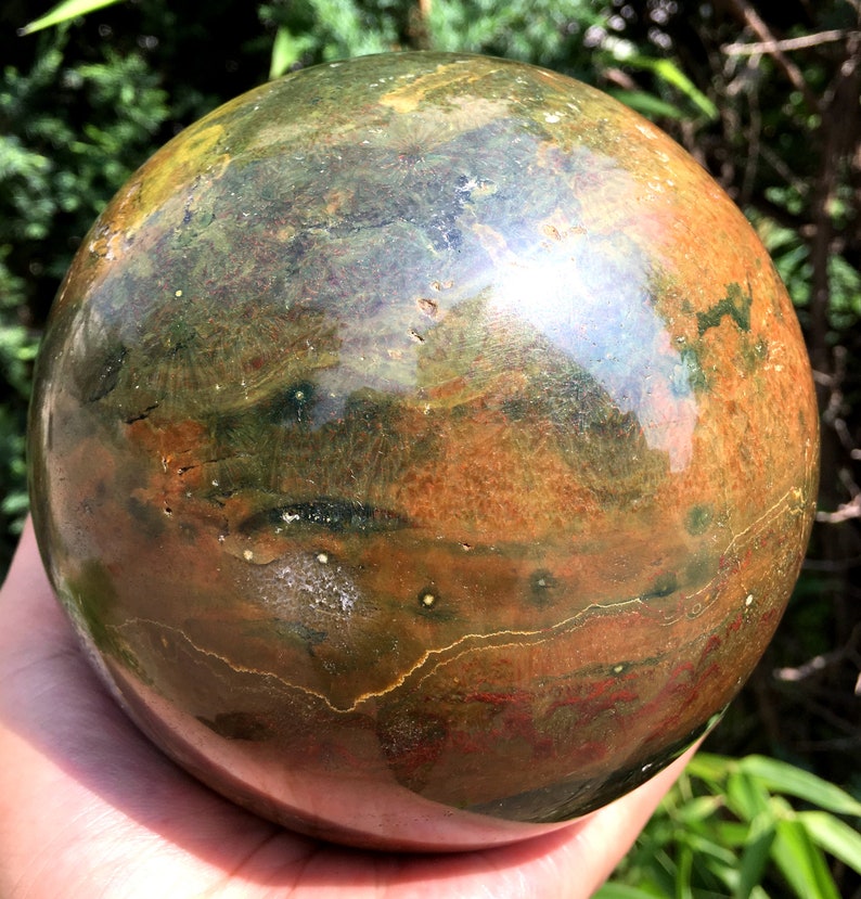 Natural Large Ocean Jasper Crystal Ball/palm Stones Ball/chakra/reiki ...