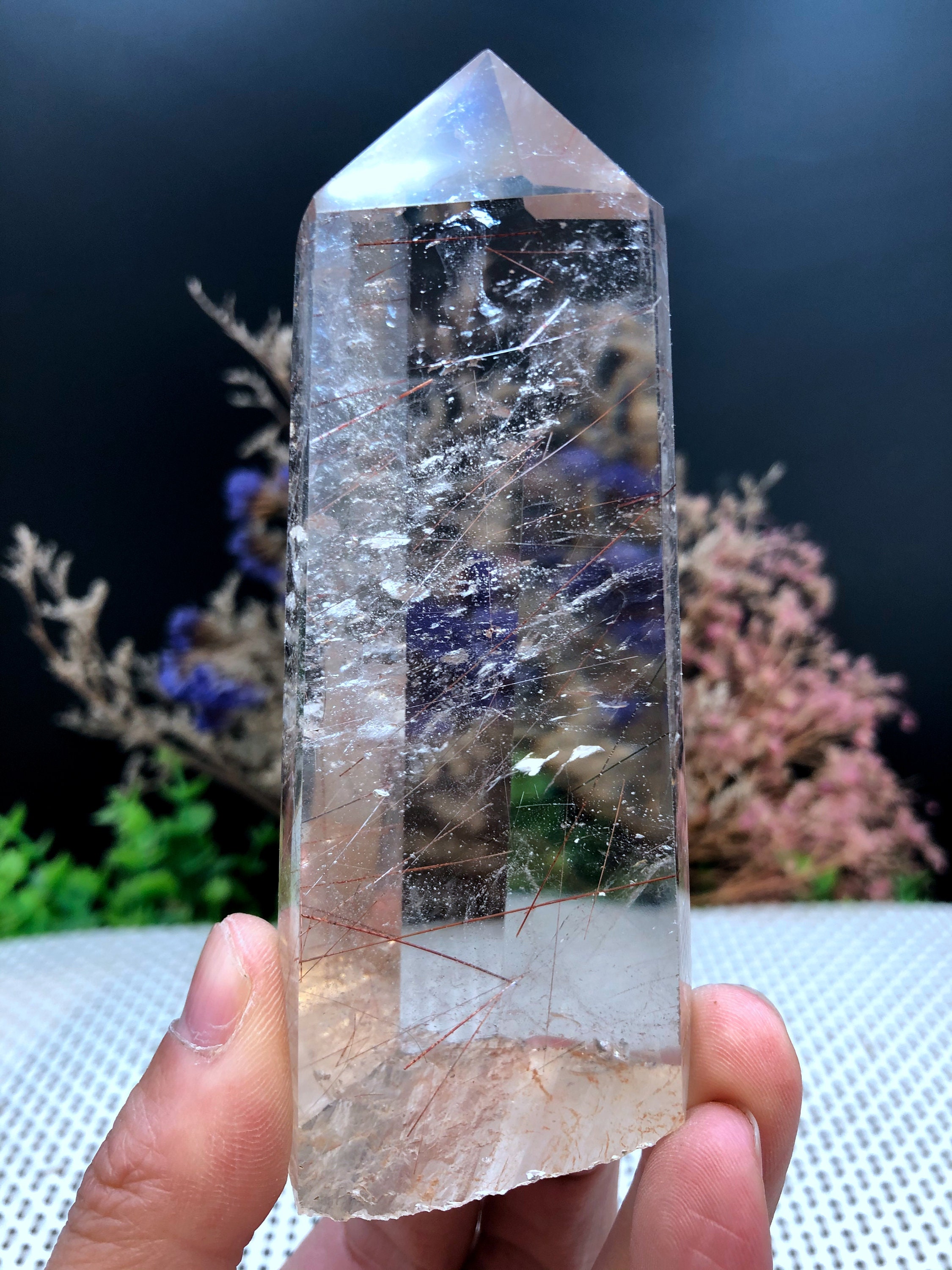 Home & Living Home Décor Rare Clear Golden Rutilated Inclusions Quartz ...