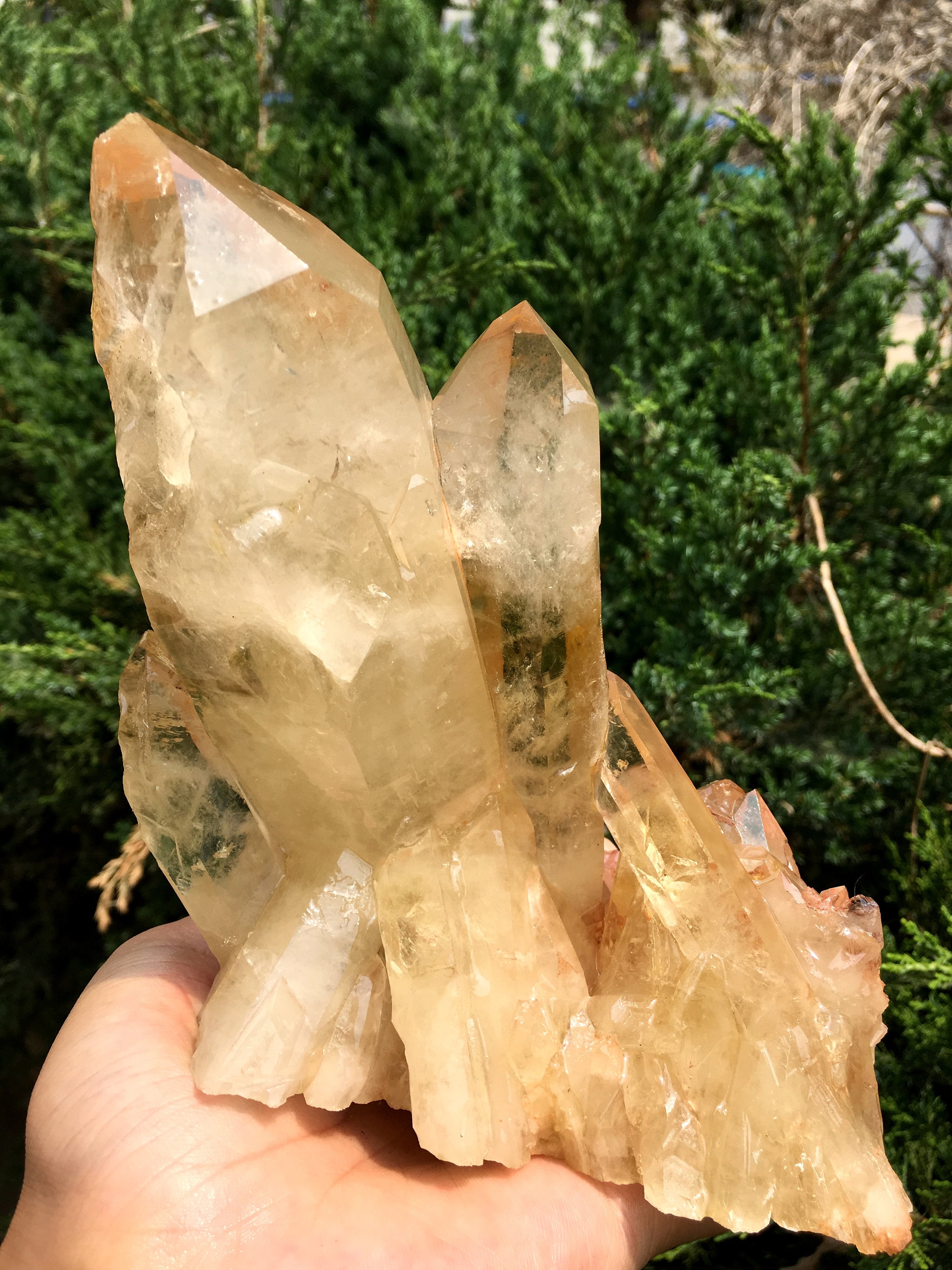 Large Raw White crystal yellow Crystal Cluster/Black Quartz | Etsy