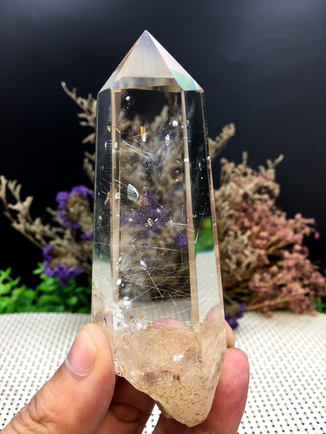 Rare Large Clear Golden Rutilated Inclusions Quartz Point/crystal Tower ...