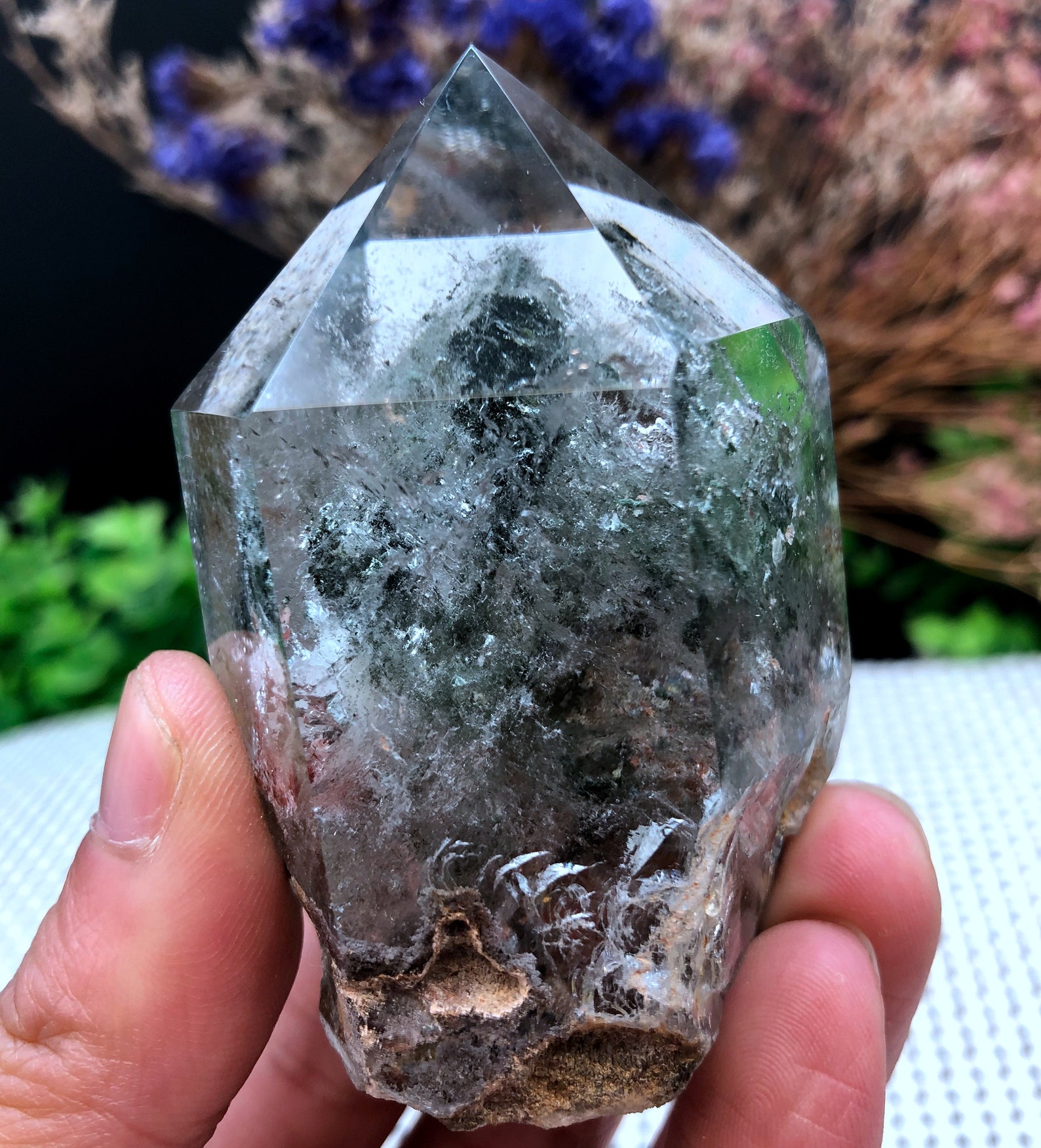 Rare Natural Large Included Garden Green Phantom Quartz Tower /scenic ...
