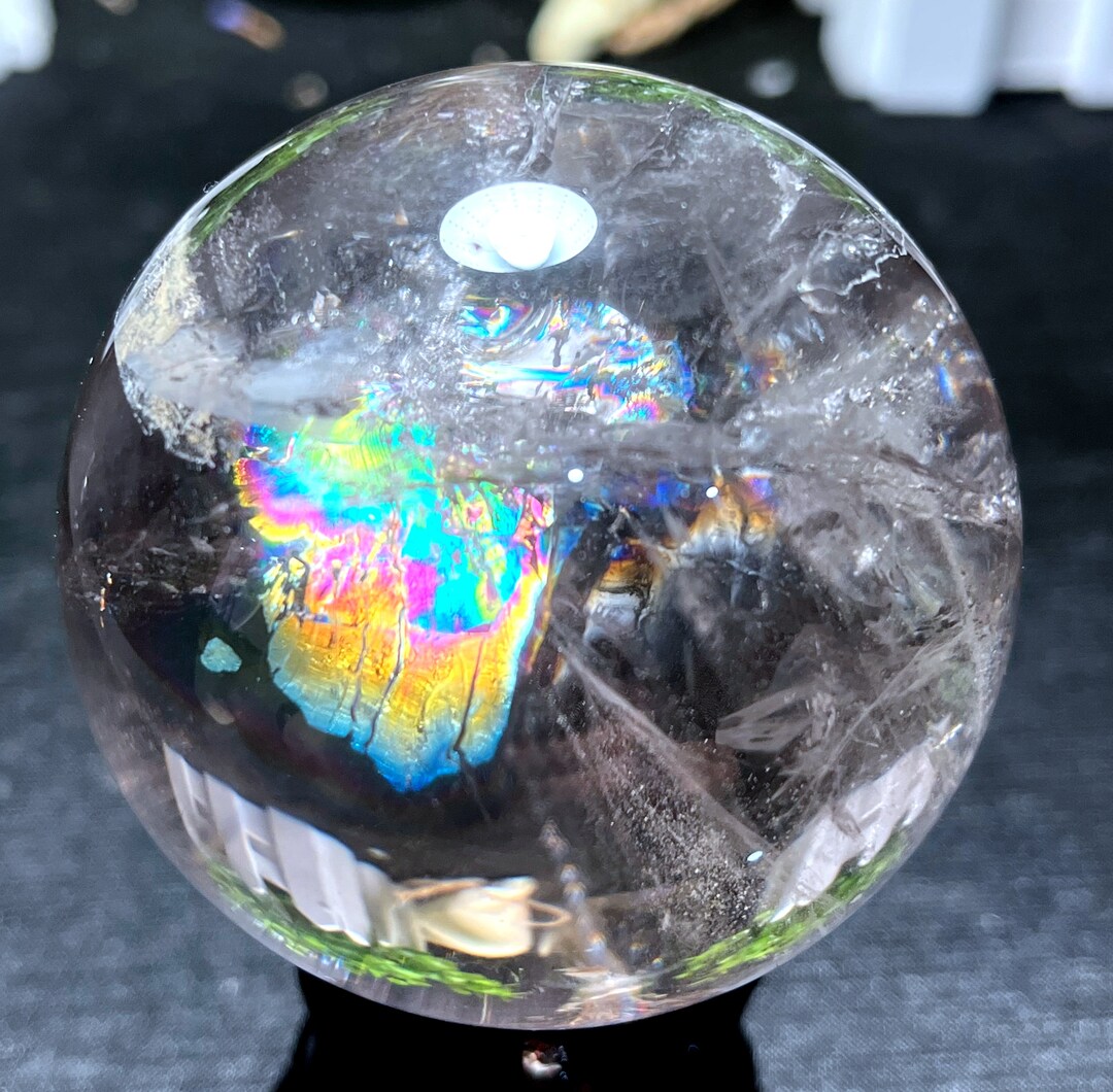 Large Clear Rainbow White Crystal Quartz Sphere/rainbow Crystal Ball ...