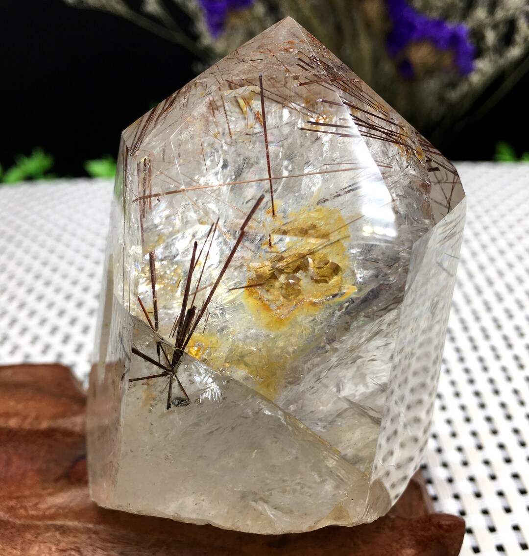 Rare Large Clear Golden Rutilated Inclusions Quartz Point/crystal Tower ...