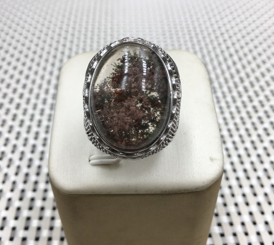 Rare Natural Large Included Garden Green Phantom Quartz Ring/scenic ...