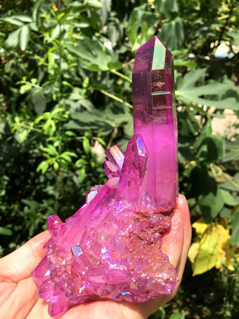 Pink Aura Quartz Crystal Cluster/angel Aura Quartz Crystal - Etsy