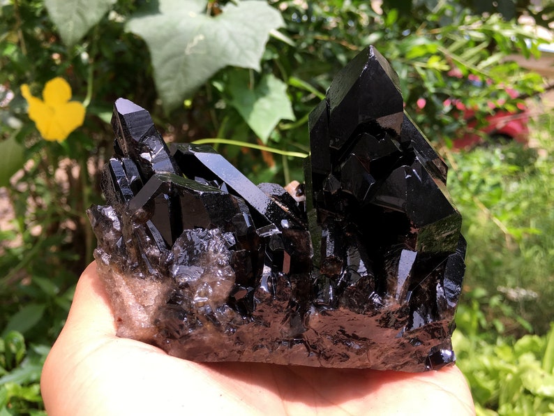 Top Large Raw Black Crystal Cluster/black Quartz - Etsy
