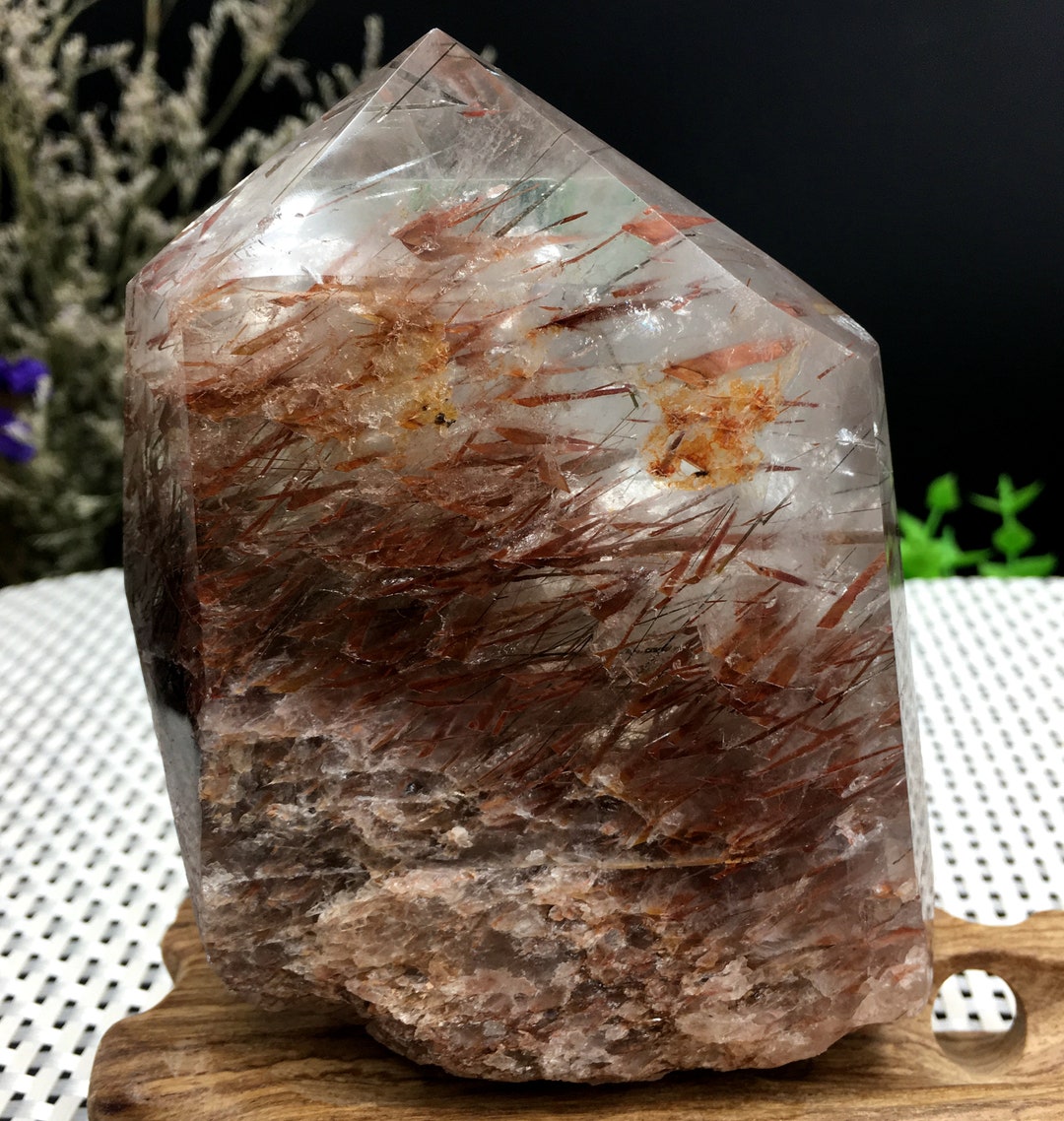 Rare Large Clear Brown Rutilated Inclusions Quartz Point/crystal Tower ...