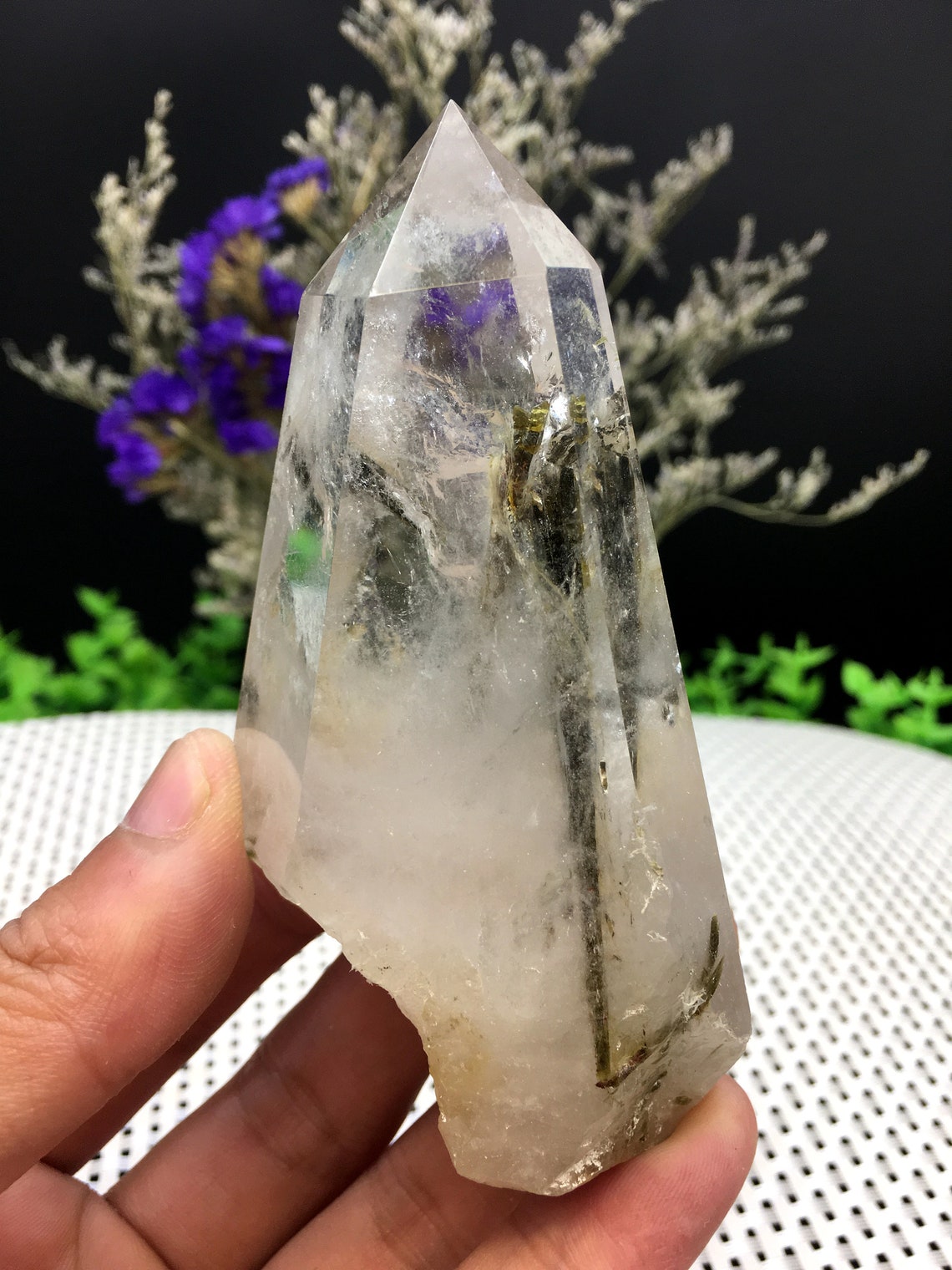 Rare Large Clear green RutilatedTourmaline Inclusions Quartz | Etsy