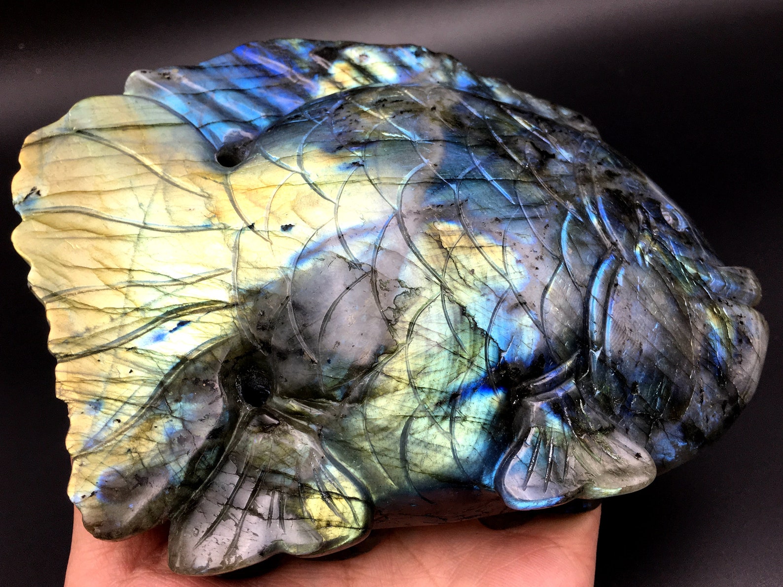 Hand carved Labradorite fish /Shiny Polished Labradorite | Etsy