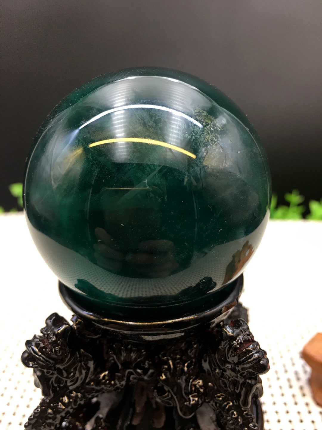 Natural Extra Large Green Fluorite Crystal Quartz Sphere/clear Green ...
