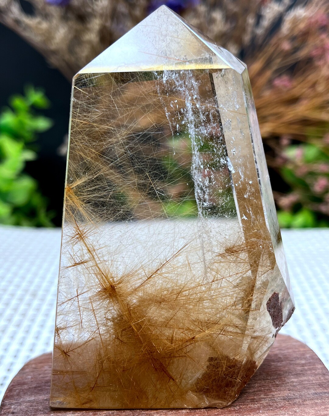 Rare Large Clear Golden Rutilated Inclusions Quartz Point/crystal Tower ...