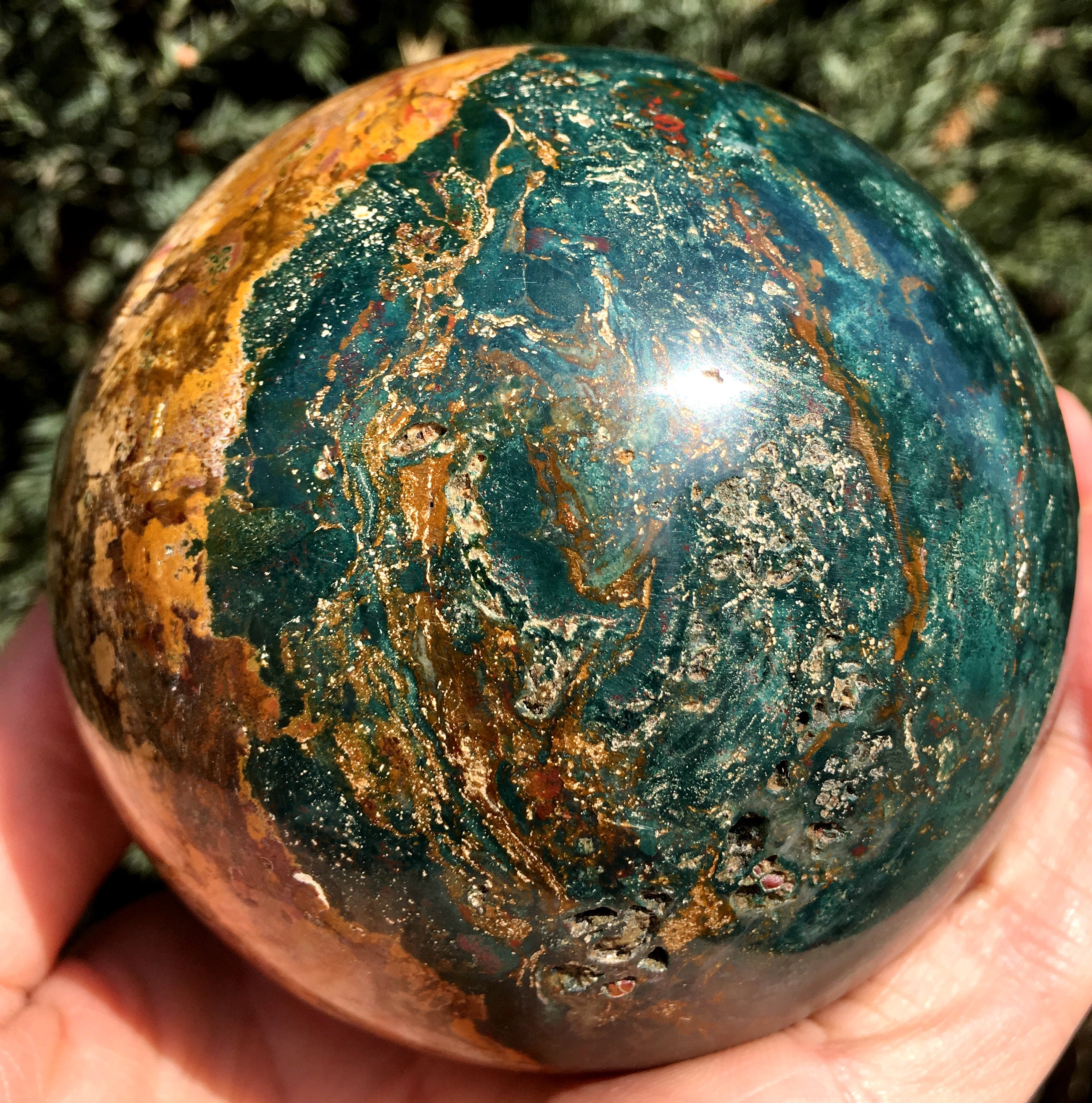 Natural Large Ocean Jasper Crystal Ball/Palm Stones | Etsy