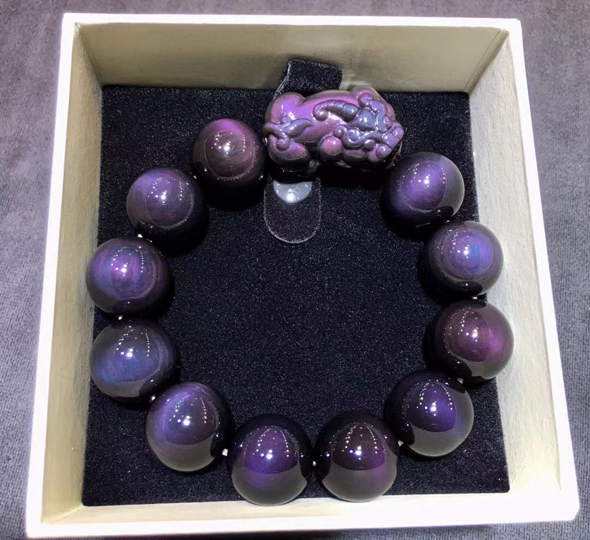 Natural Rainbow Purple Flash Obsidian Beads/obsidian Bracelet/grounding ...