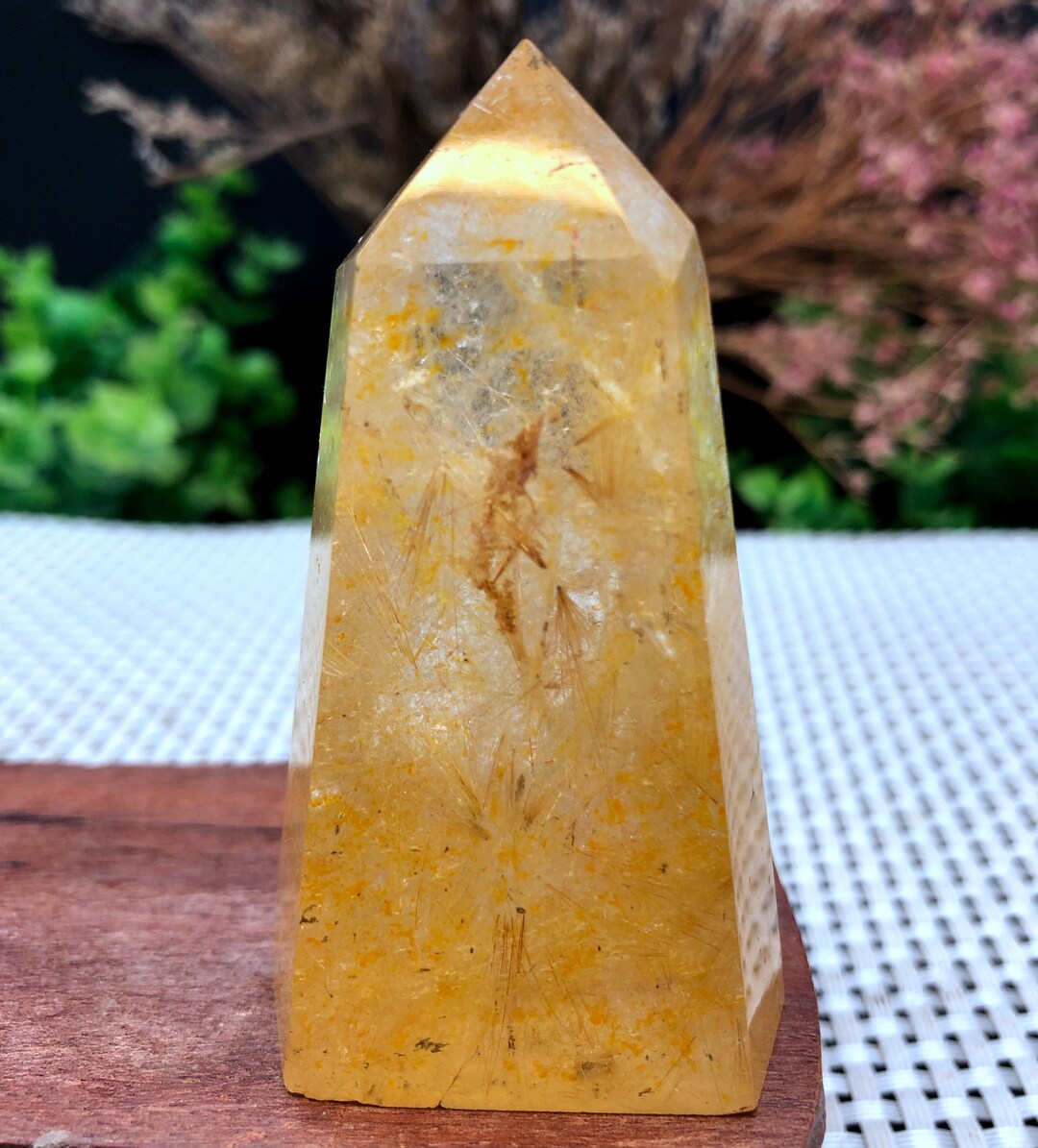 Rare Large Clear Golden Rutilated Inclusions Quartz Point/crystal Tower ...