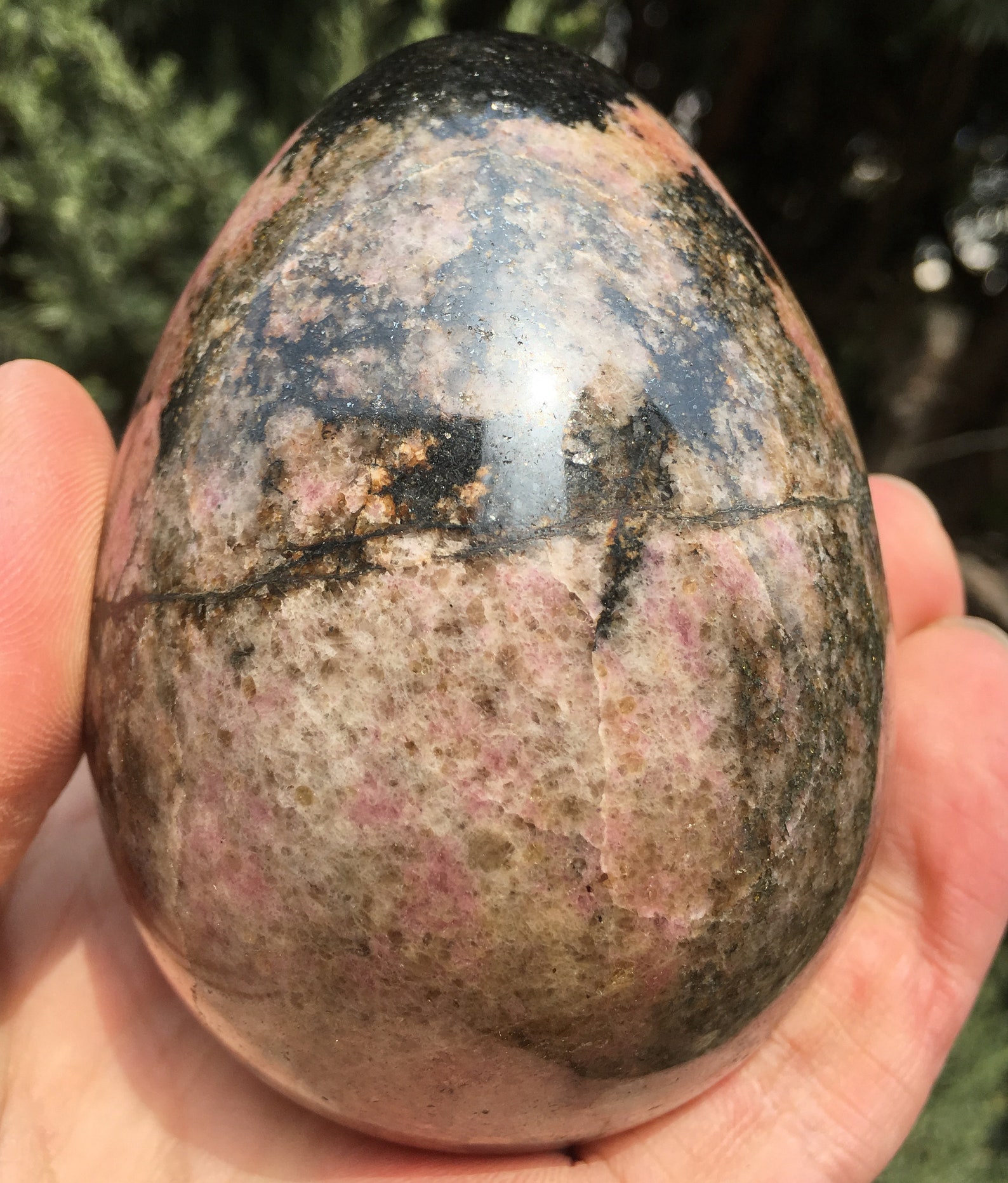 Large Pink and Black Rhodonite Crystal Egg/pink Rhodonite - Etsy