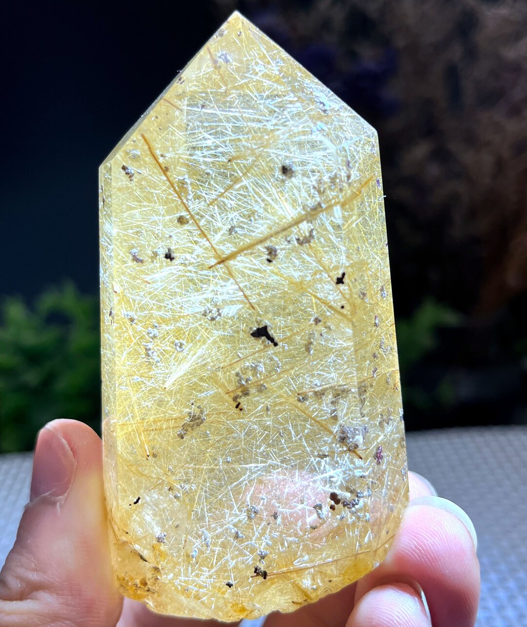 Rare Clear Golden Rutilated Inclusions Quartz Point/crystal Tower/gold ...