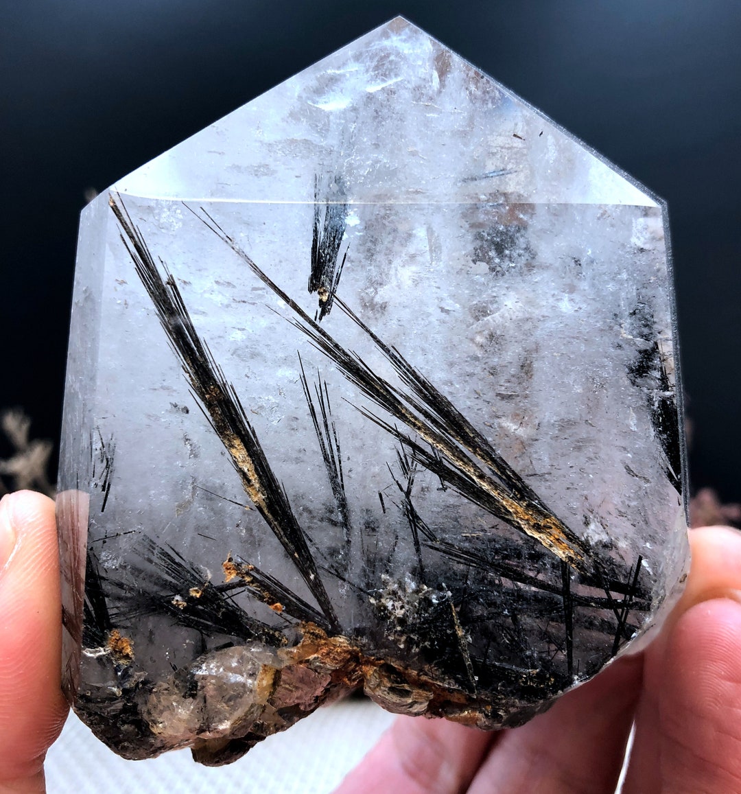 Rare Large Clear Black Rutilated Inclusions Quartz Point/crystal Tower ...