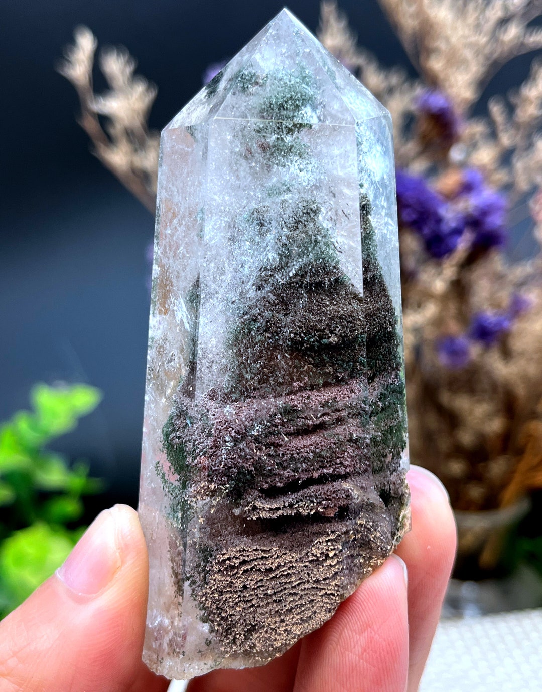 Rare Natural Large Included Garden Green Phantom Quartz Tower /scenic ...