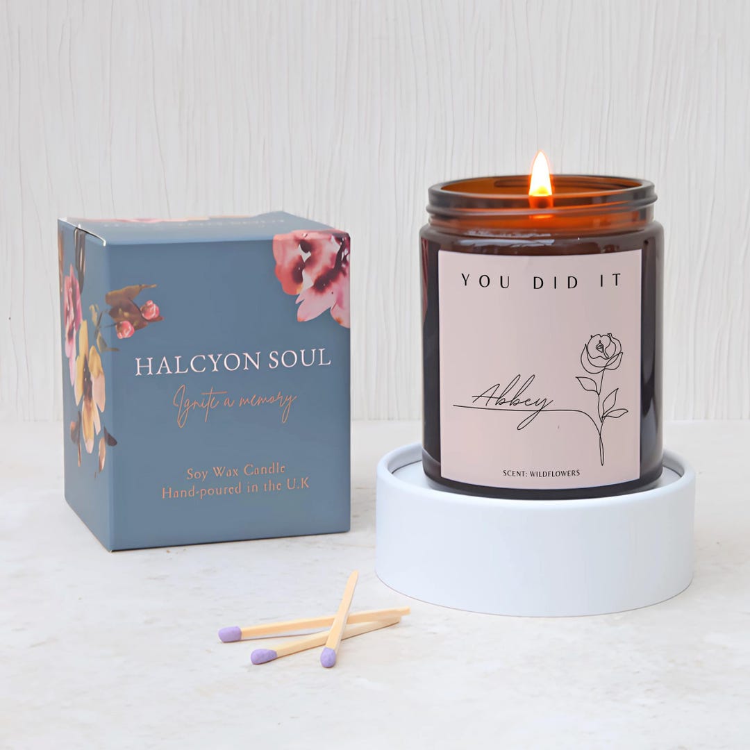Well Done Gift Personalised Candle, You Did It, With Gift Box & Matches ...