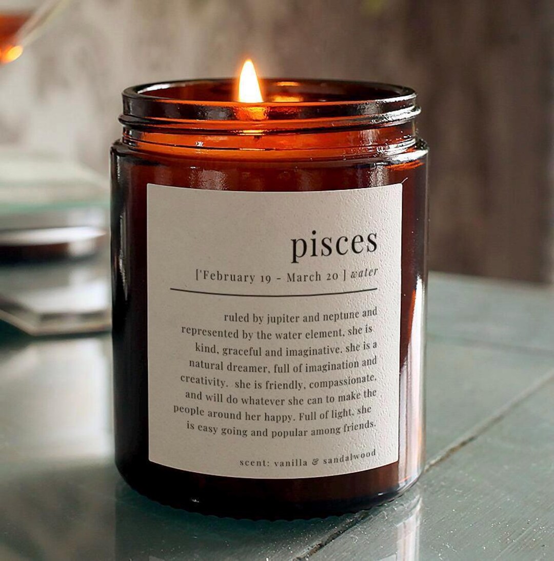 Pisces Definition Star Sign Zodiac Candle, Includes Gift Box & Matches ...