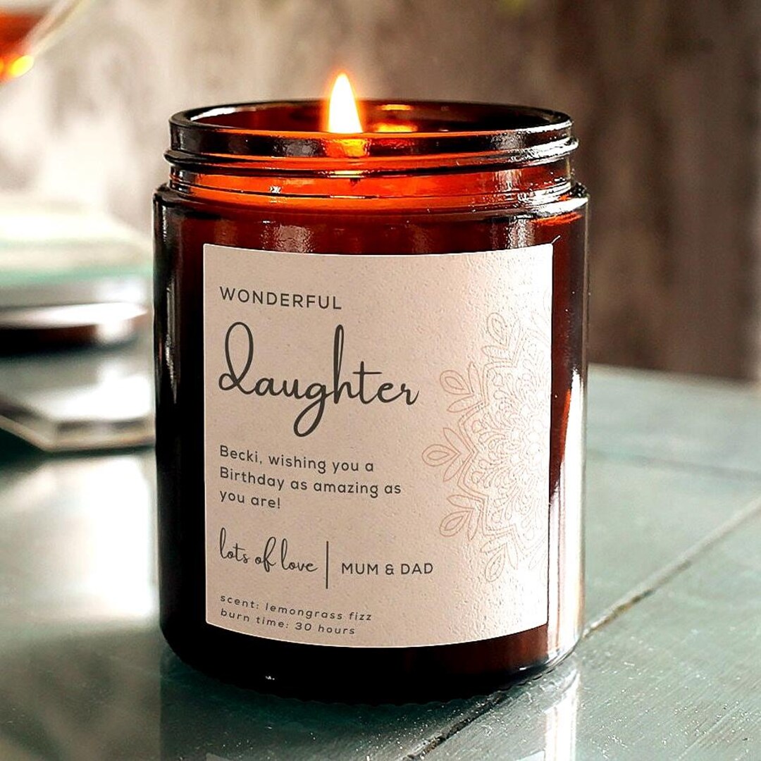 Daughter Birthday Gift Personalised Candle, Gift Box & Matches Included ...