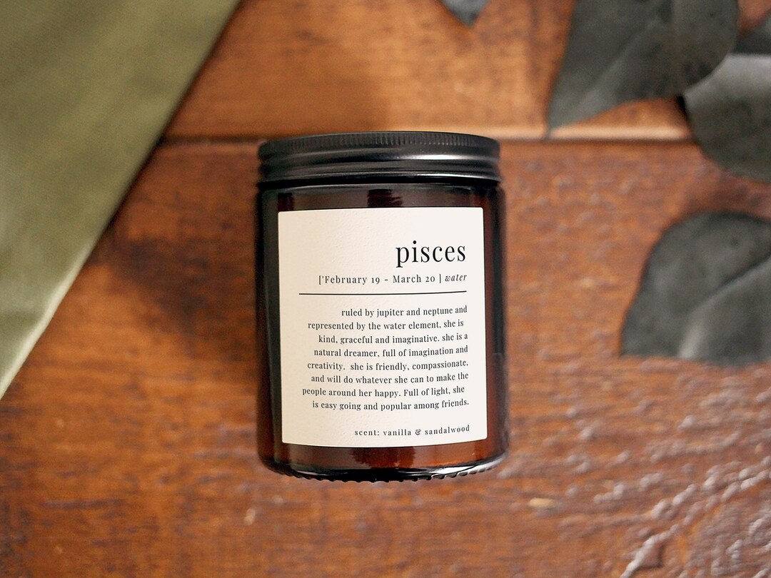 Pisces Definition Star Sign Zodiac Candle, Includes Gift Box & Matches ...