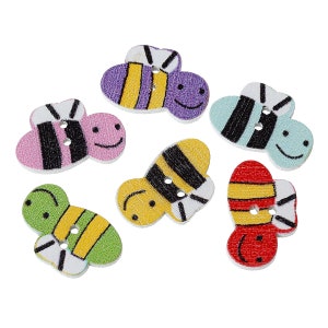 12 X Wooden Buttons Bee Bunt 20 X 13 Mm - Etsy