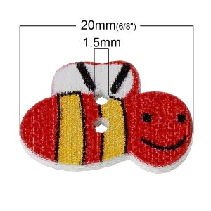 12 X Wooden Buttons Bee Bunt 20 X 13 Mm - Etsy