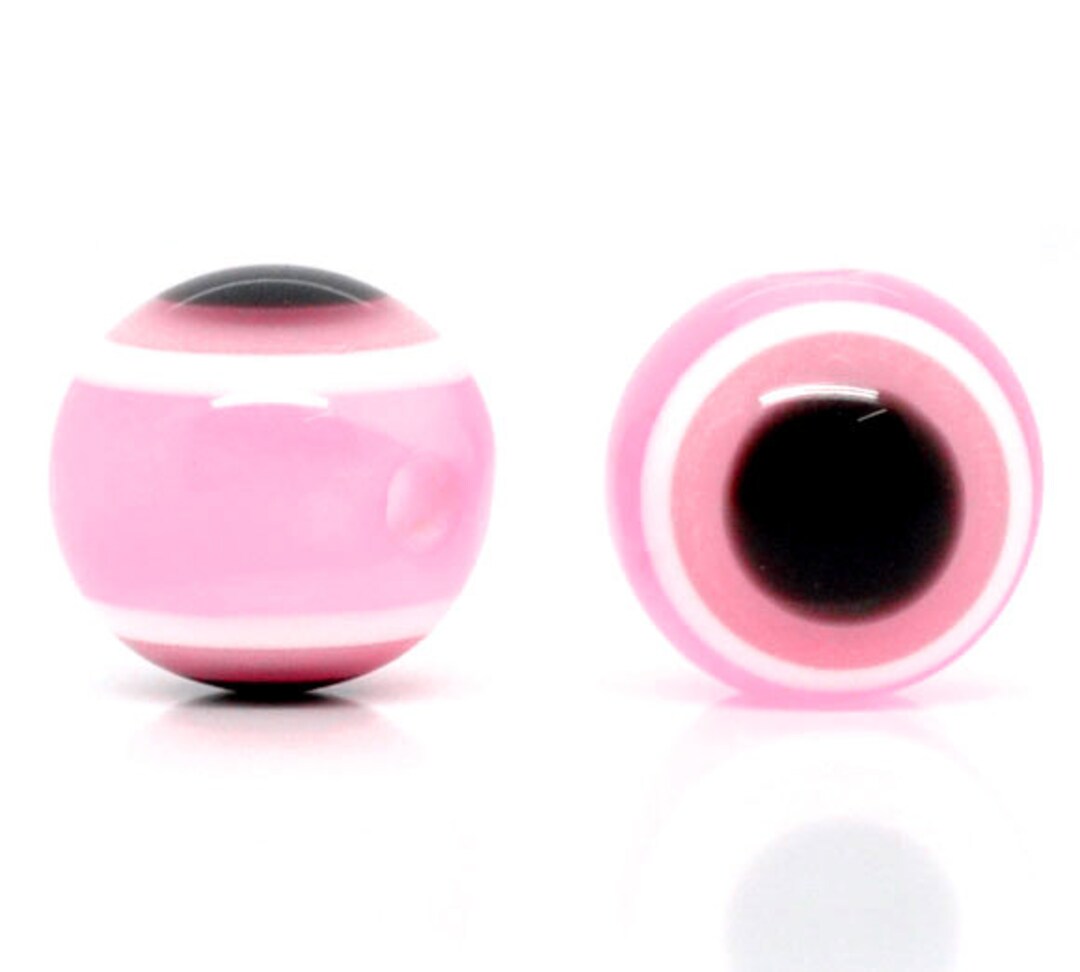 20 X Resin Pearls Evil Look Pink 10 Mm - Etsy