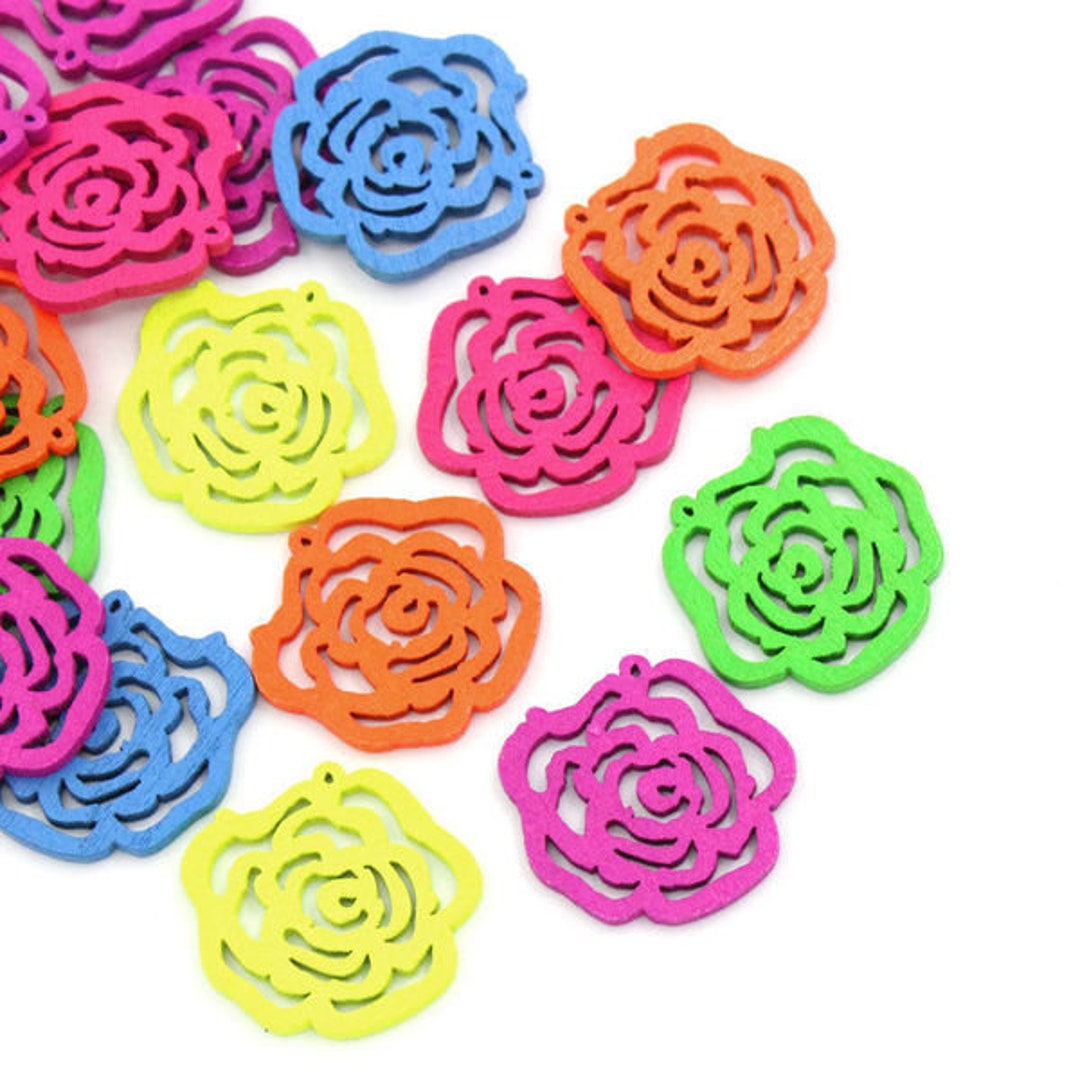 20 X Pendant Flowers Mix Bunt 24 X 25 Mm - Etsy