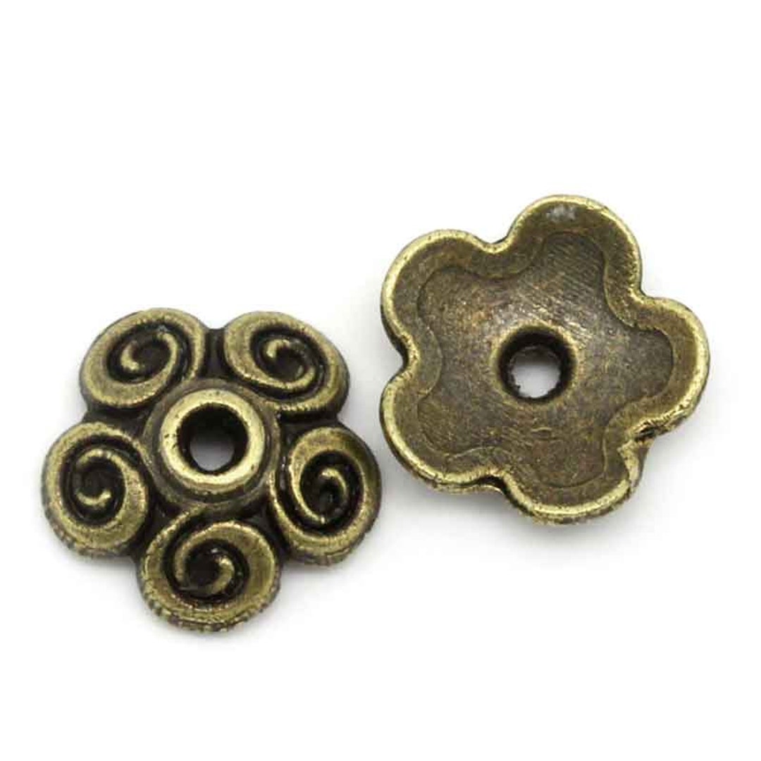 20 X Pearl Caps Flower Bronze 10 X 10 Mm - Etsy