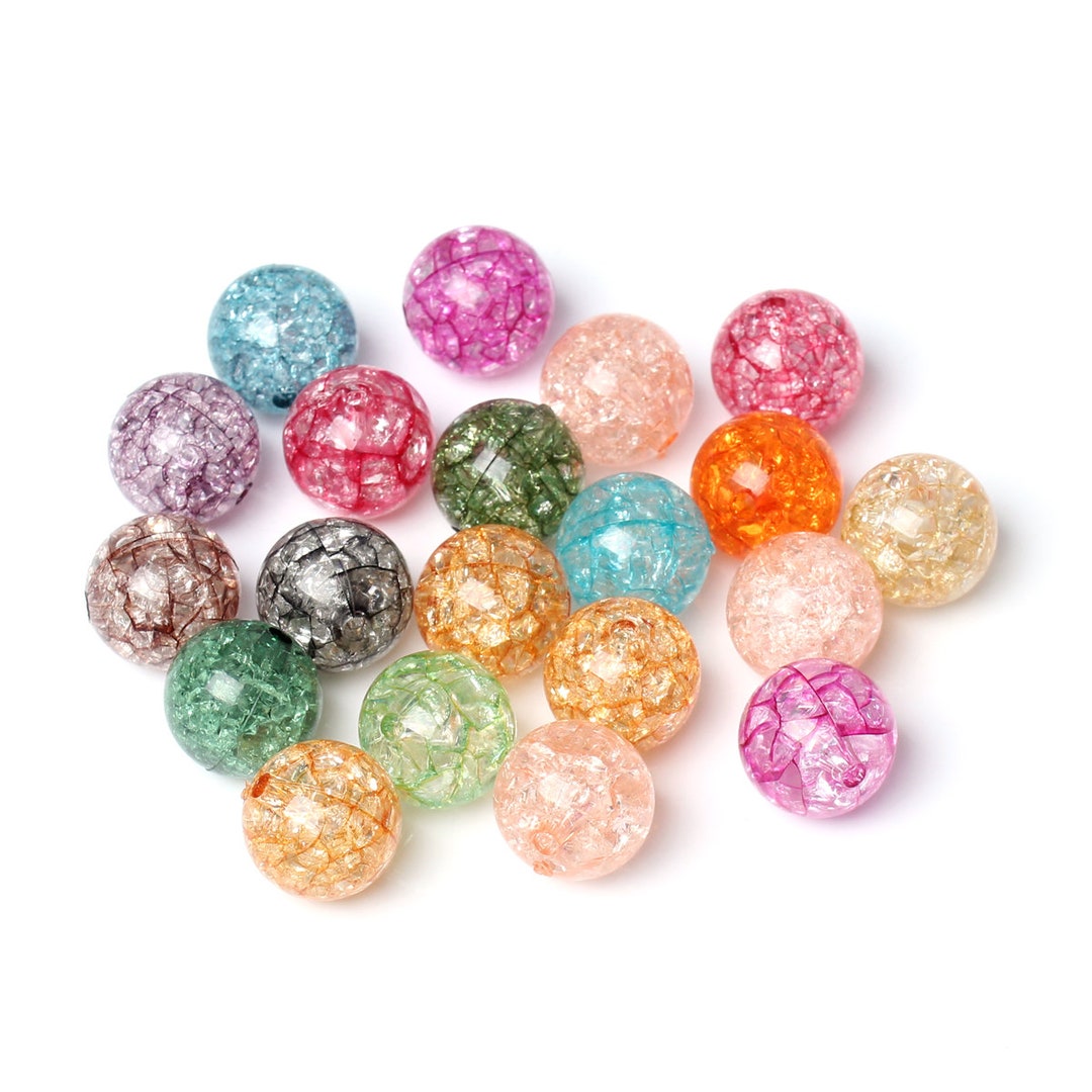 10 x Acryl Perlen Crackle Bunt 16mm - Etsy.de