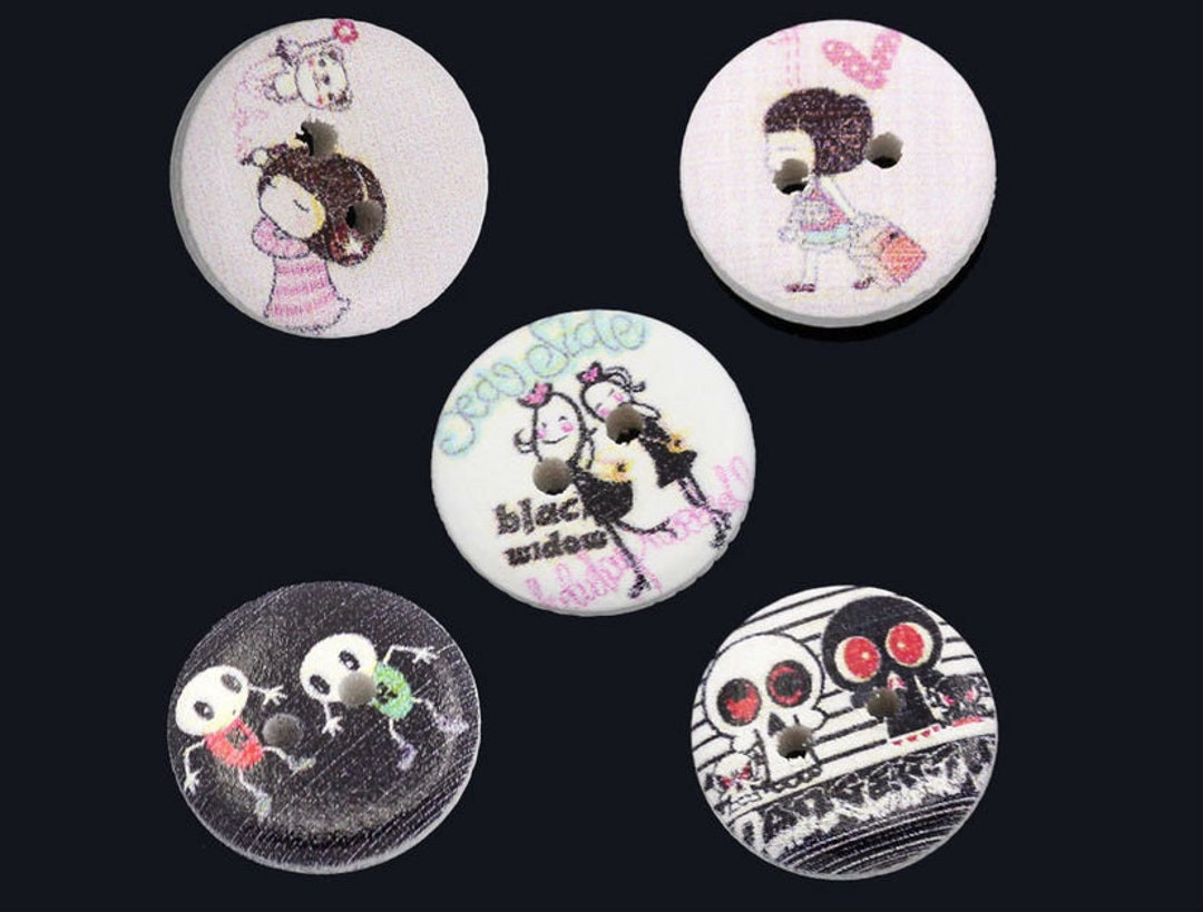 20 X Wooden Buttons Emo Bunt 15 Mm - Etsy UK