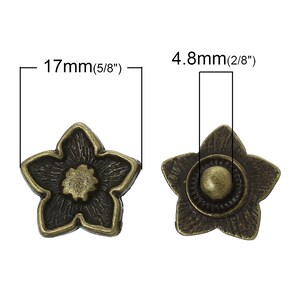2 X Snap Fastener Flower Bronze 17 X 16 Mm - Etsy