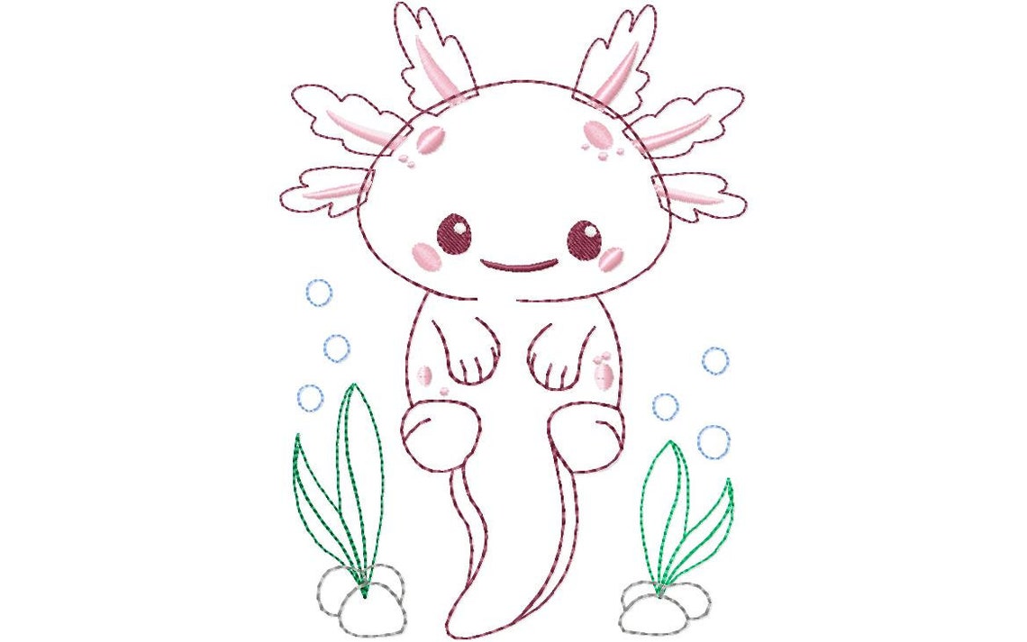 Axolotl Doodle Embroidery File - Etsy