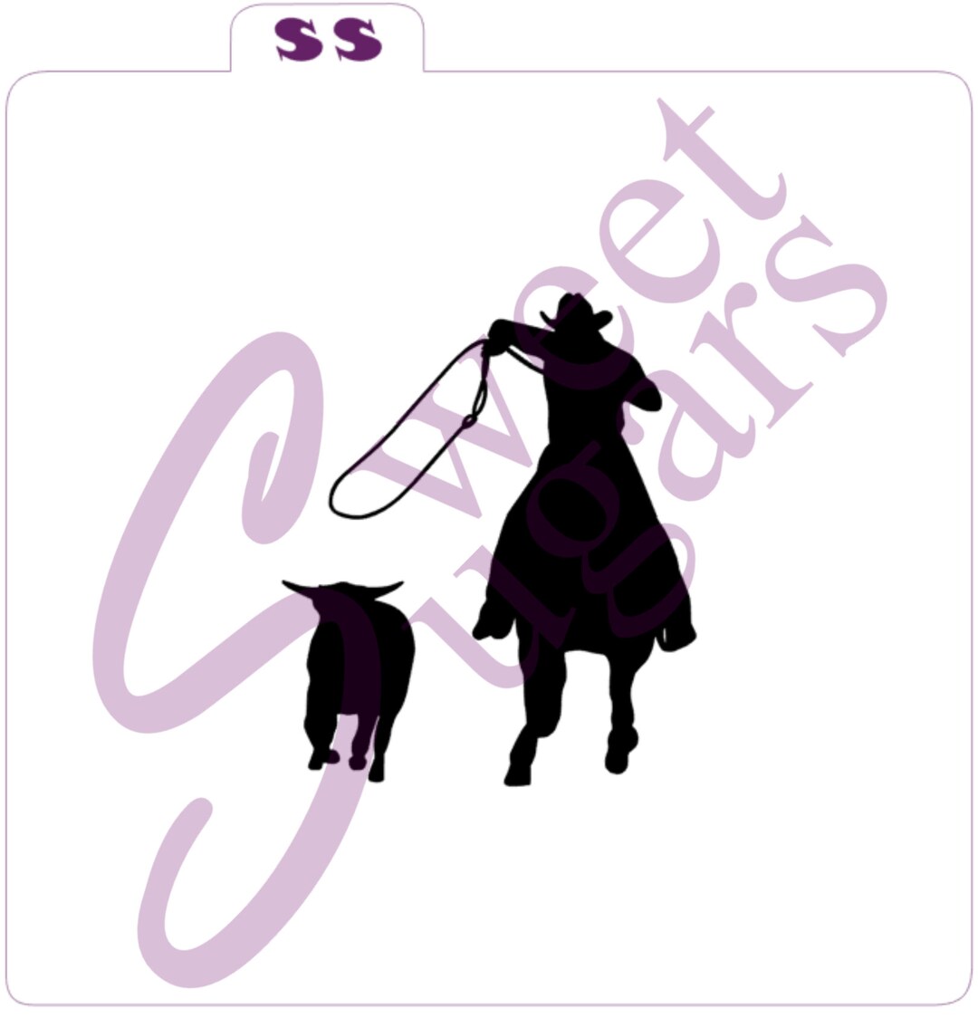 Male Calf Roping Rodeo Silhouette Silkscreen Stencil - Etsy