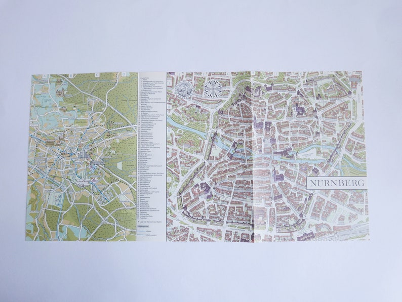 Vintage City Map of Nürnberg Nuremberg Bavaria Map, German Merian ...