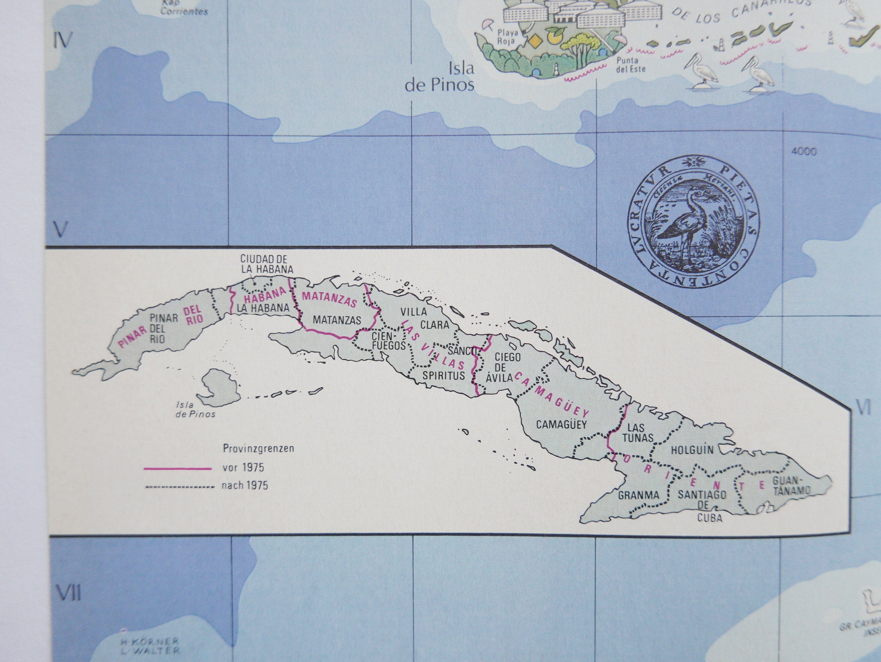 Vintage Map of Cuba Kuba, German Merian Travel Magazine Excerpt, Small ...