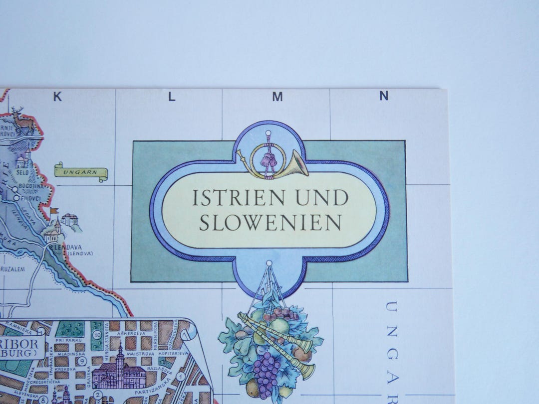 Vintage Map of Istria and Slovenia: Small Travel Map Poster SHIPPING ...