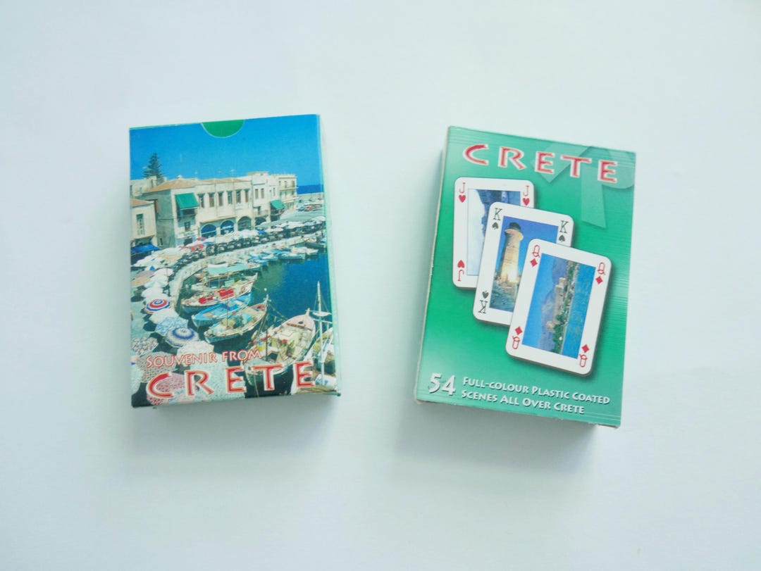 Vintage Crete Card Game, Greece Holiday Souvenir Playing Cards ...