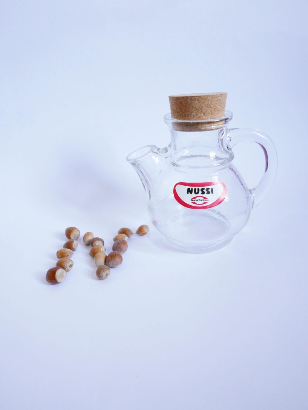 Vintage Nut Jar Glass Nut Dispenser With Cork Lid, Nusskanne Tischfein ...