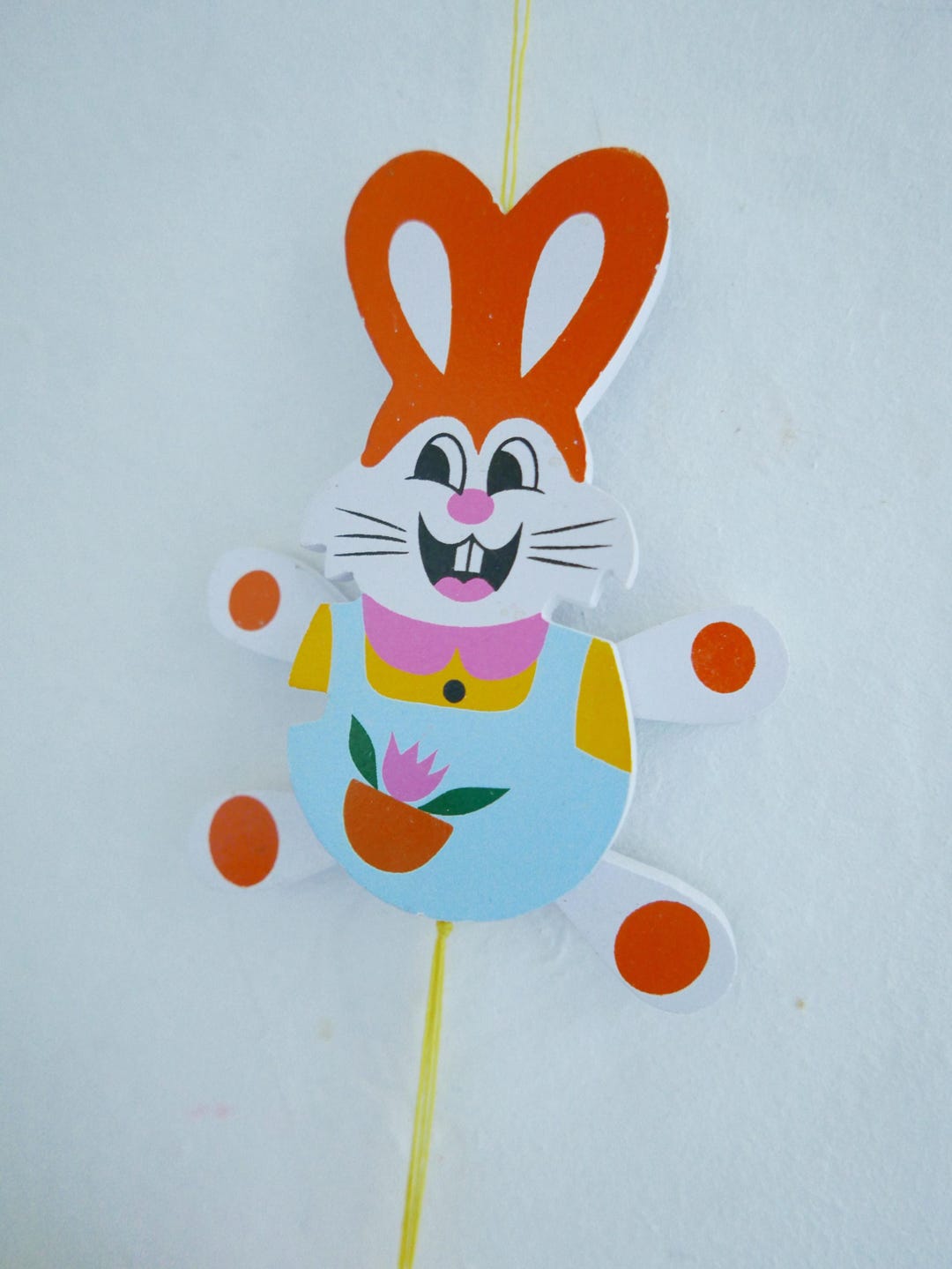 Vintage Wooden Jumping Jack Rabbit Figure, Easter Wall Decoration ...