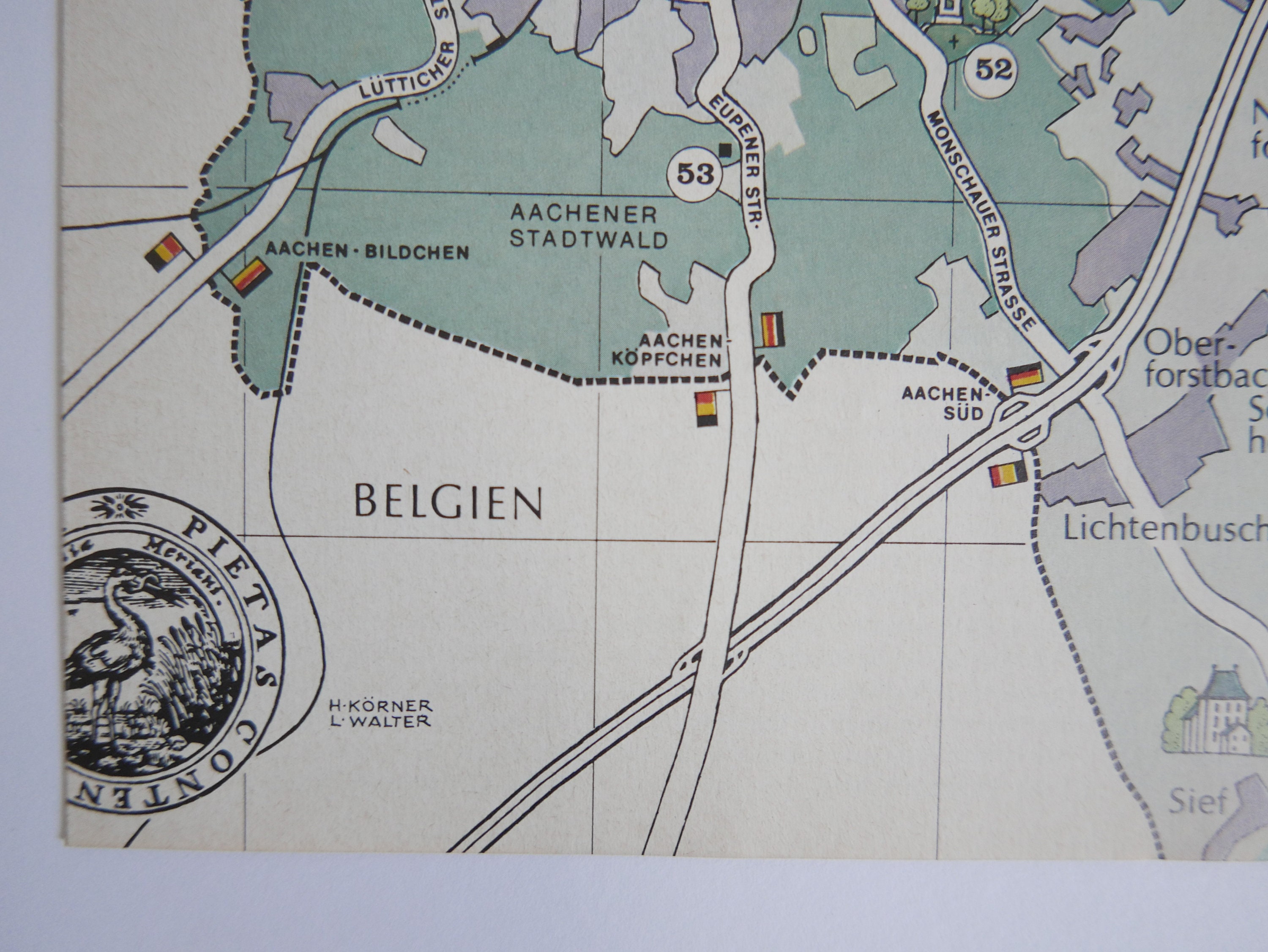 Vintage City Map of Aachen Three-country Point Map Merian - Etsy Hong Kong