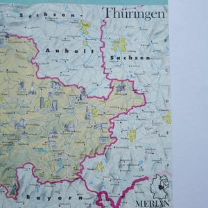 Vintage Map of Thüringen Thuringia, Small Size Wall Hanging Decoration ...